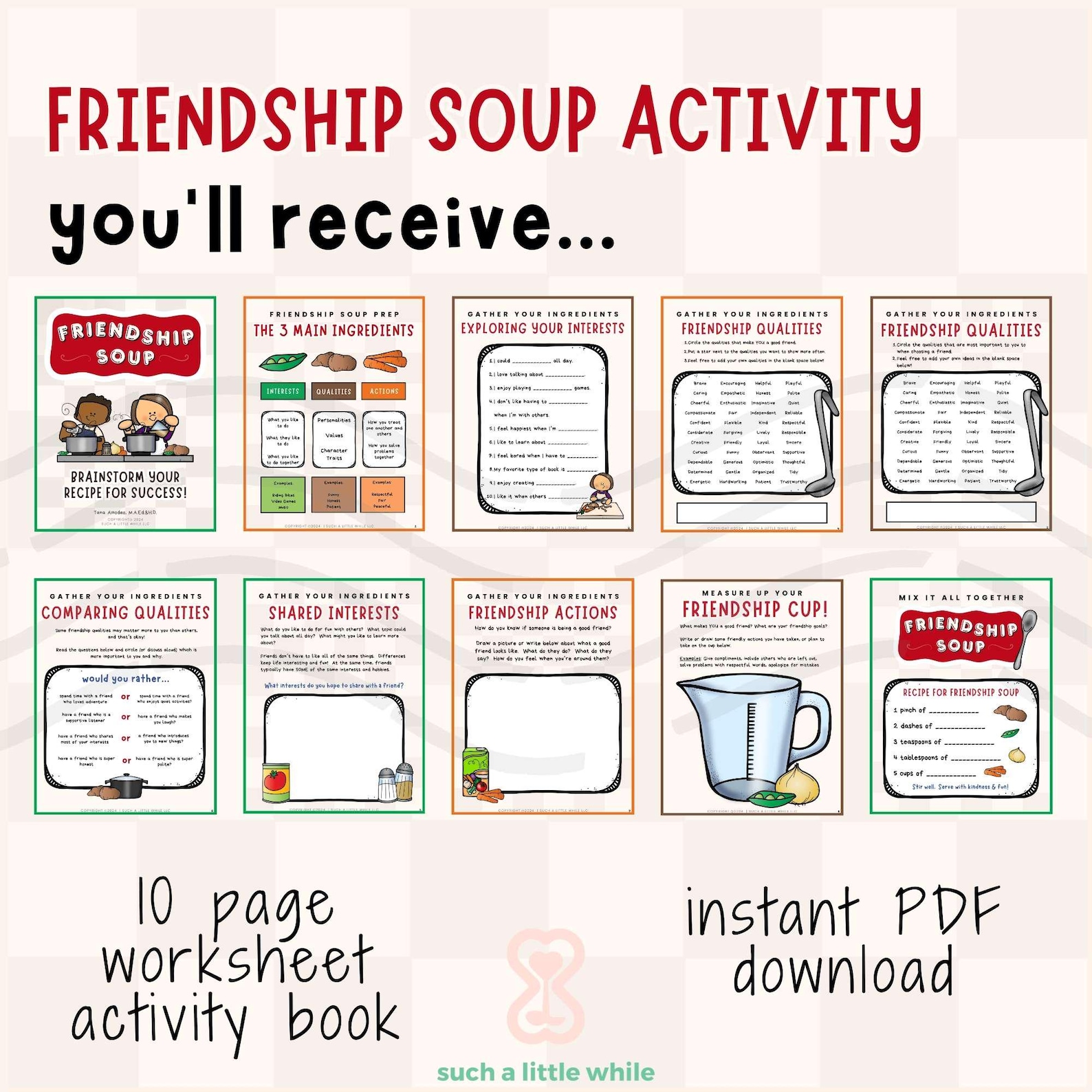 Friendship Soup Activity for Kids PDF Worksheets | Social Skills for ...
