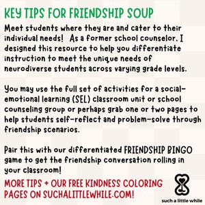Friendship Soup Activity for Kids PDF Worksheets | Social Skills for ...
