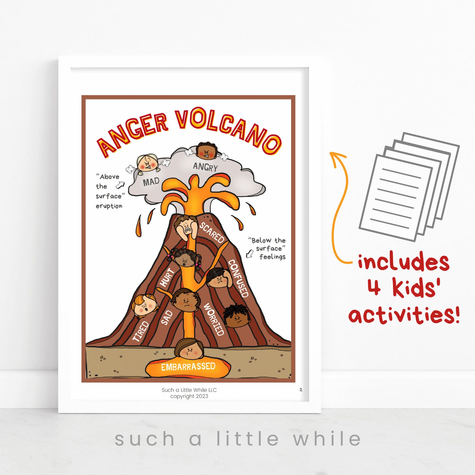 Anger Volcano Worksheets PDF for Kids | Printable Anger Metaphor SEL ...