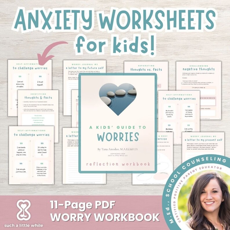 Anxiety Worksheets for Kids | Coping Skills for Worries Workbook ...