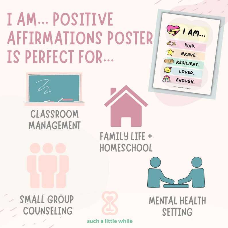I Am… Positive Affirmations Poster for Kids PDF | Self-love ...