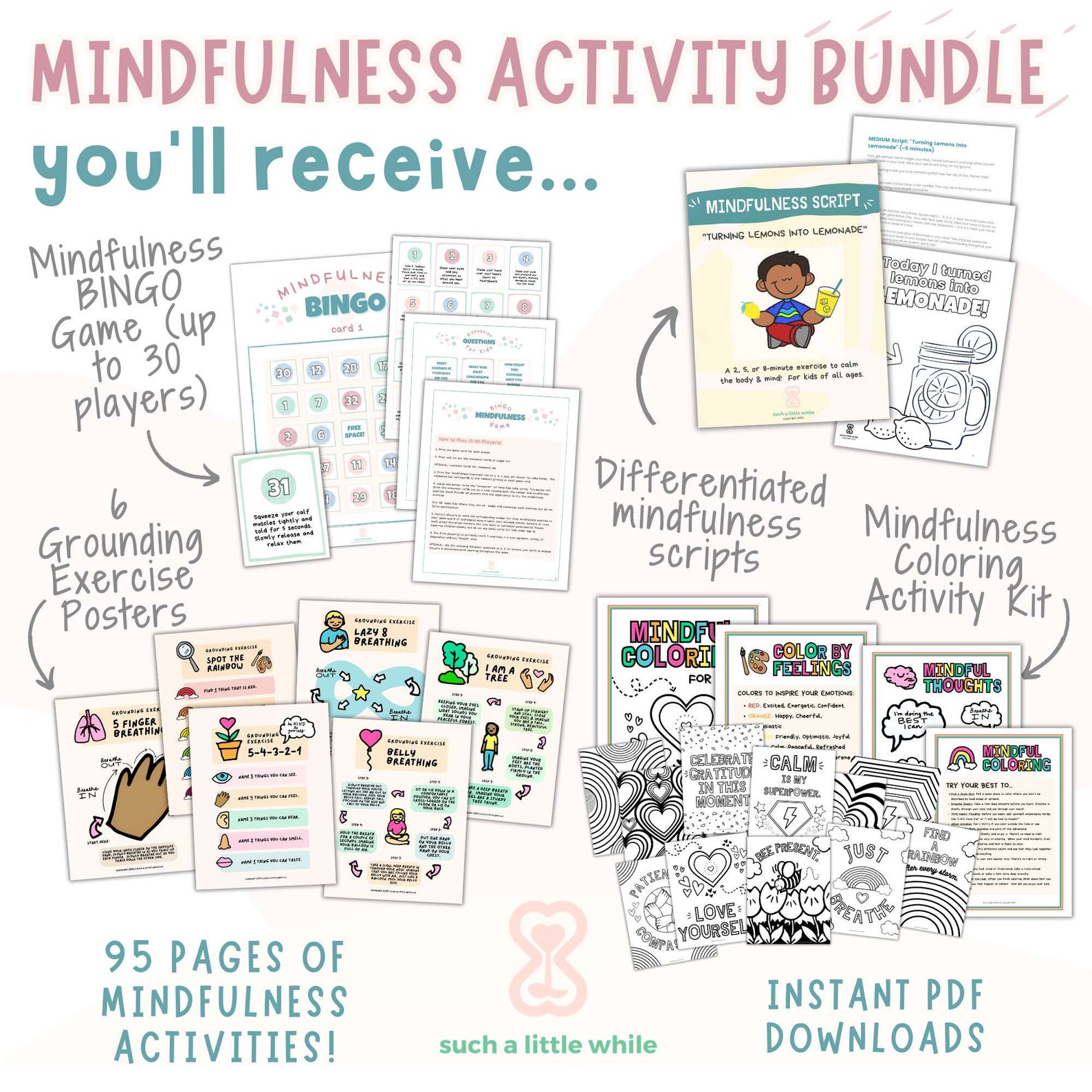 Mindfulness Activities for Kids Pdfs Bundle for Elementary & Middle ...