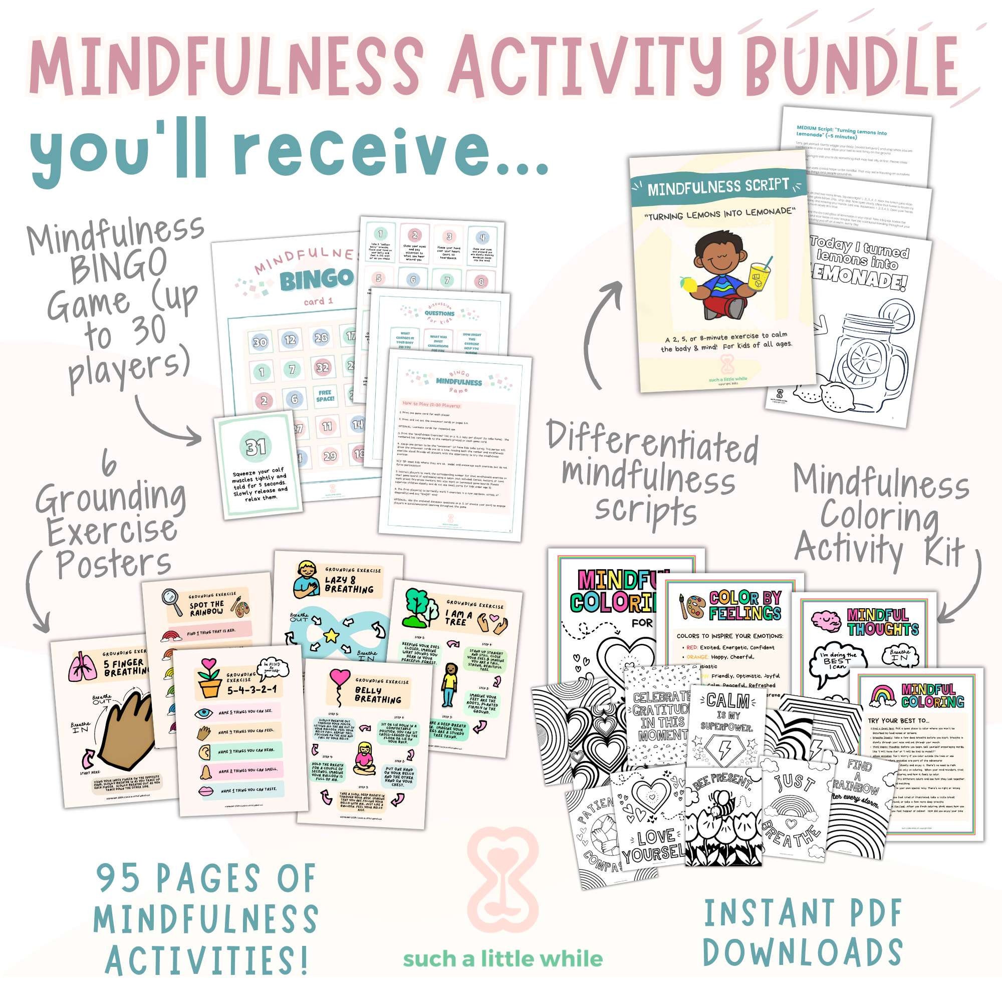 Mindfulness Activities for Kids Pdfs Bundle for Elementary & Middle ...
