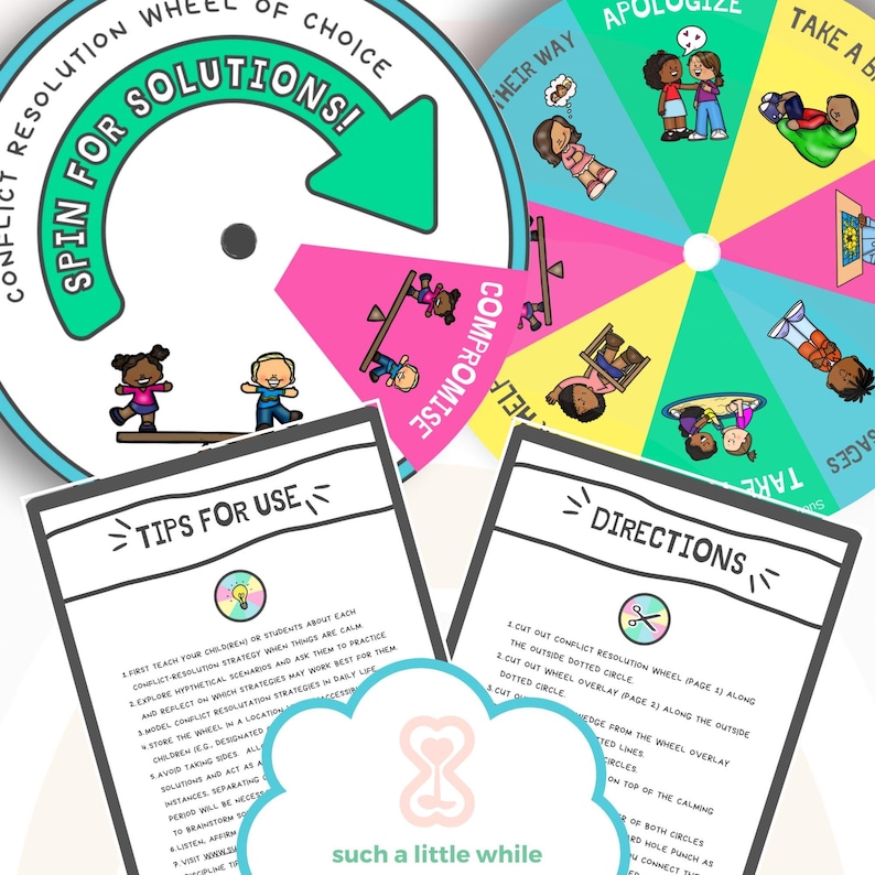 Conflict Resolution Wheel of Choice for Kids PDF | 8 Key Problem ...