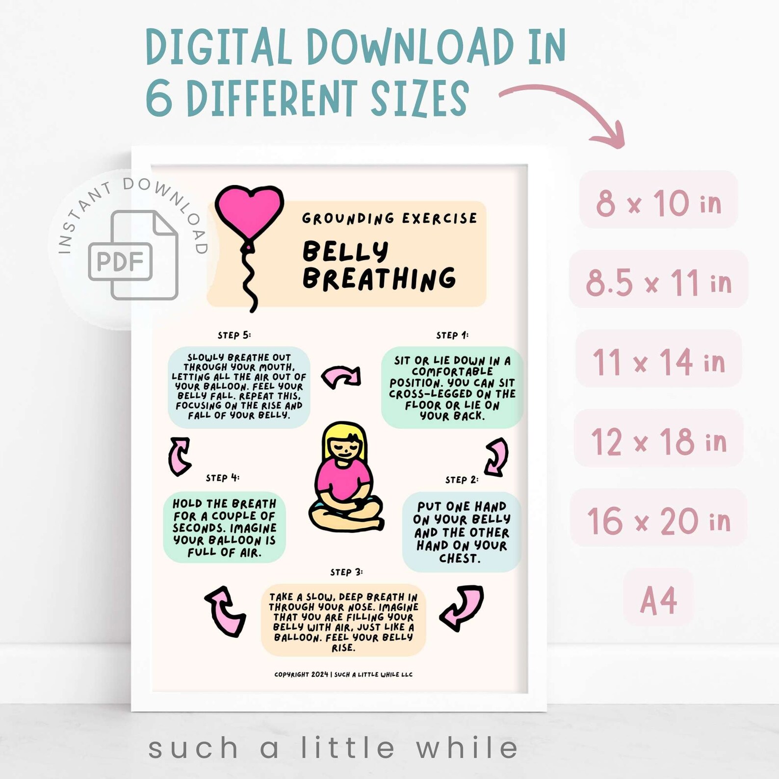 Belly Breathing Exercise PDF for Kids | Diaphragmatic Breathing Visual ...