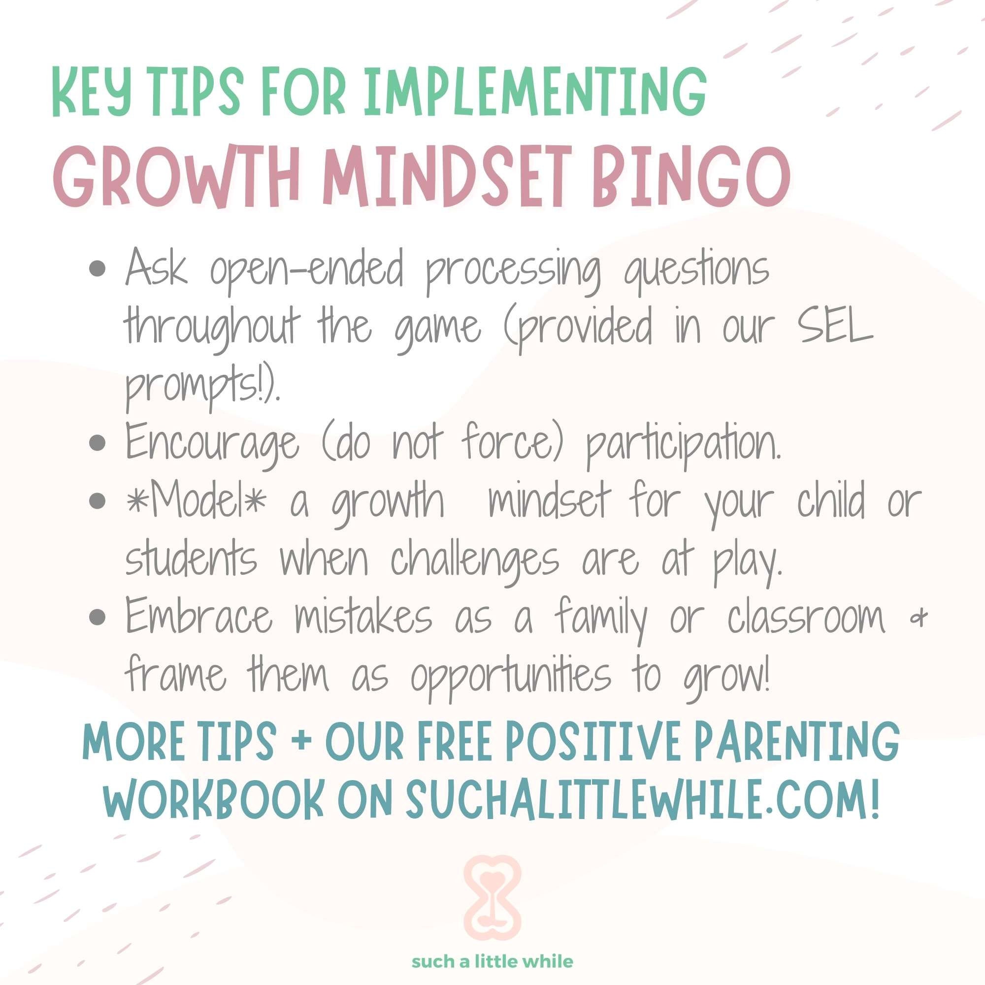 Growth Mindset Activity for Students PDF | BINGO Game | SEL Game Cards ...