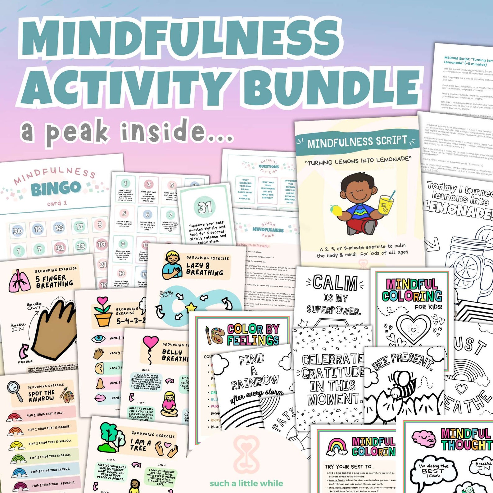 Mindfulness Activities for Kids Pdfs Bundle for Elementary & Middle ...