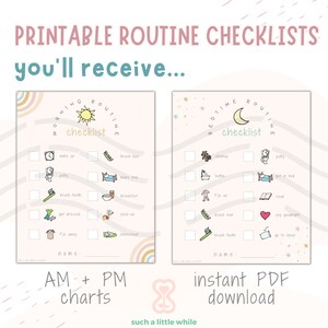 School Morning and Bedtime Routine Charts for Kids With Pictures ...