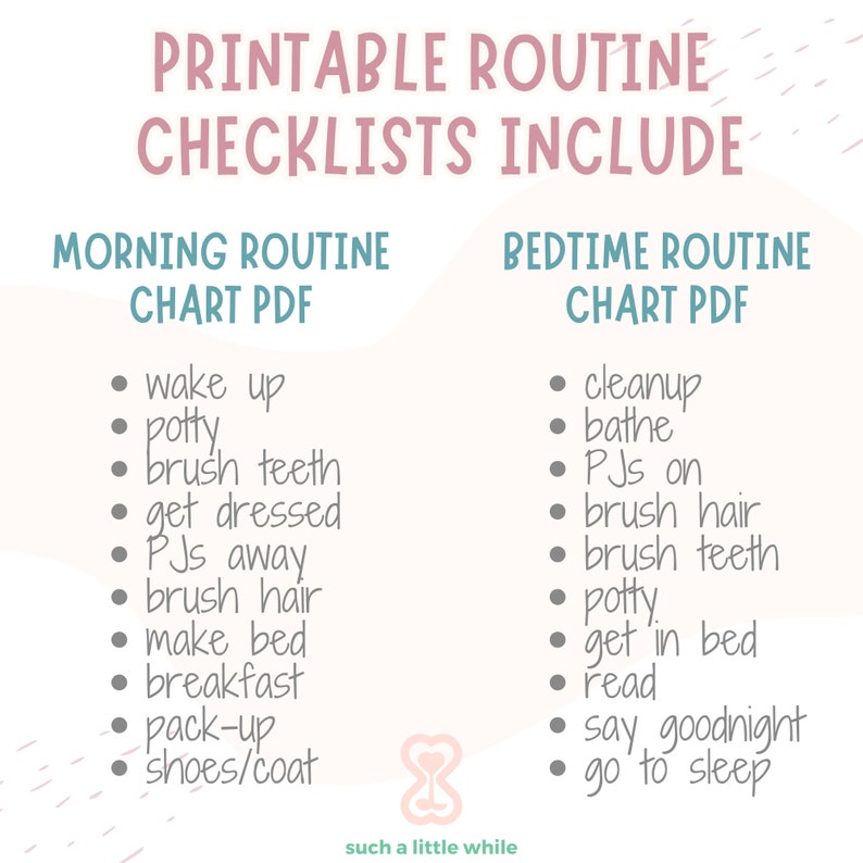School Morning and Bedtime Routine Charts for Kids With Pictures ...