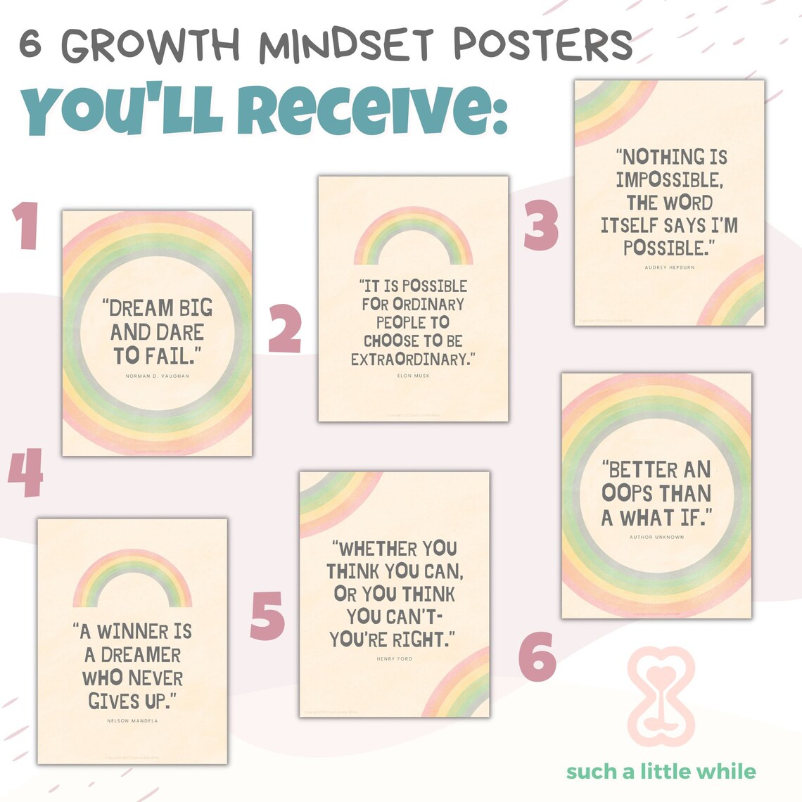 Growth Mindset Posters for Classrooms quotes for Kids Printable PDF ...