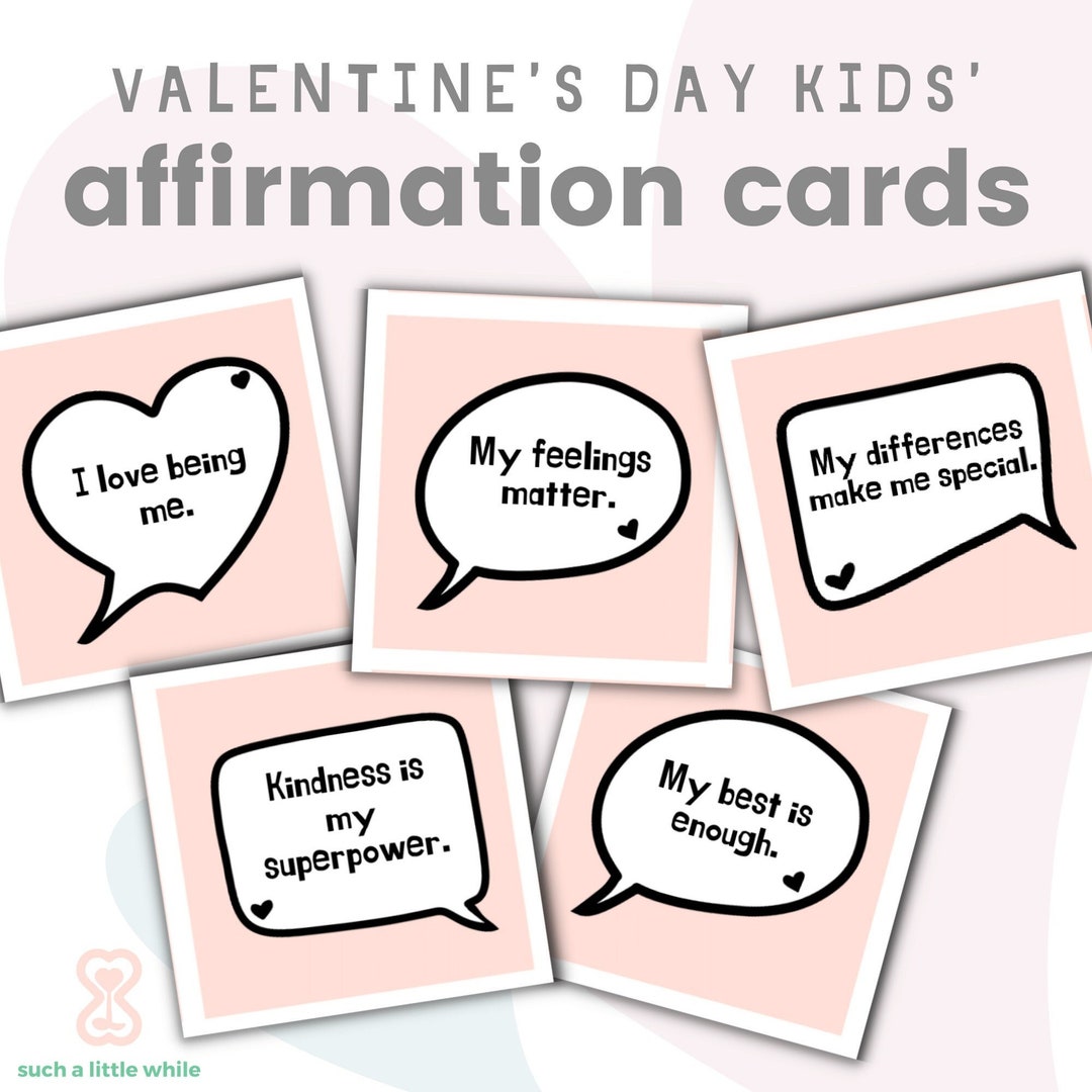 Valentine's Day Positive Affirmation Cards for Kids | Self Love | Kids ...
