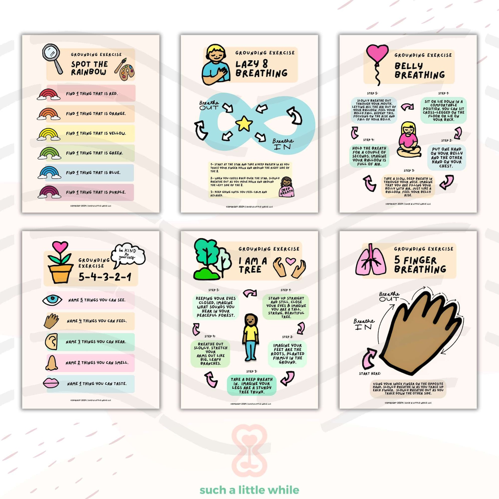 Grounding Techniques for Kids Bundle | Anxiety PDF Posters | Calming ...