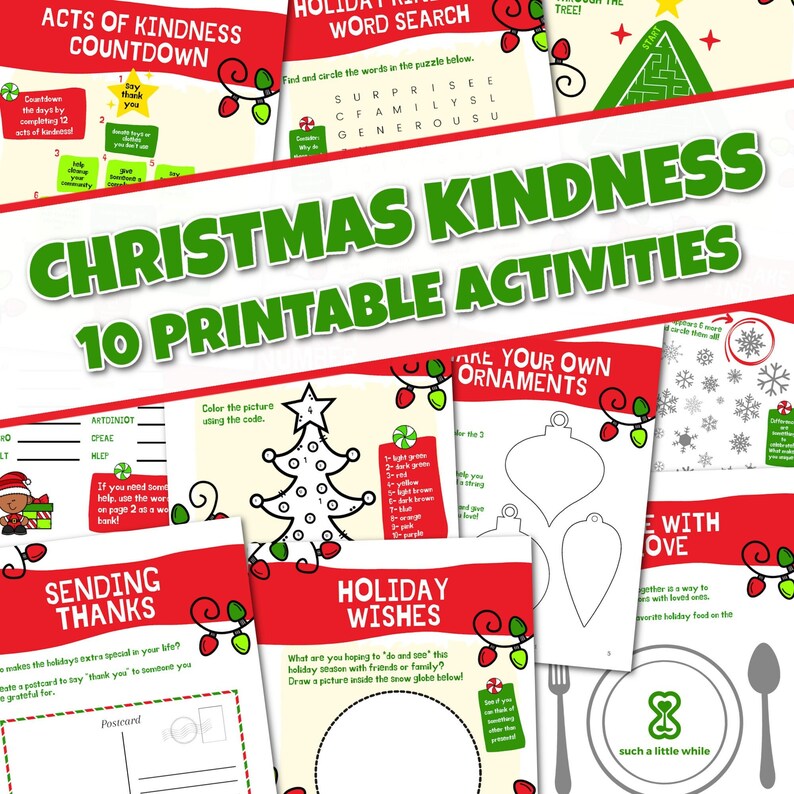 10 Christmas Printable Activities for Kids | Teaching KINDNESS ...