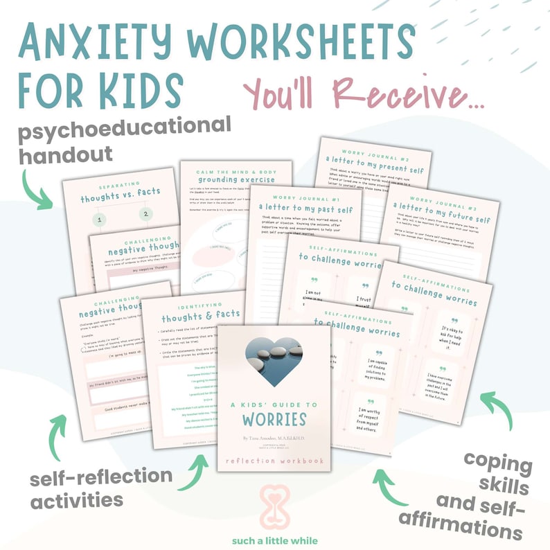 Anxiety Worksheets for Kids | Coping Skills for Worries Workbook ...
