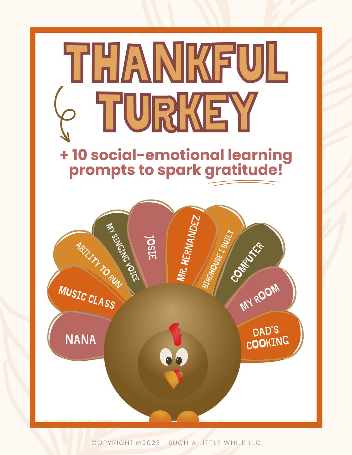 Thankful Turkey Printable Activity Kit PDF With Thanksgiving Gratitude ...