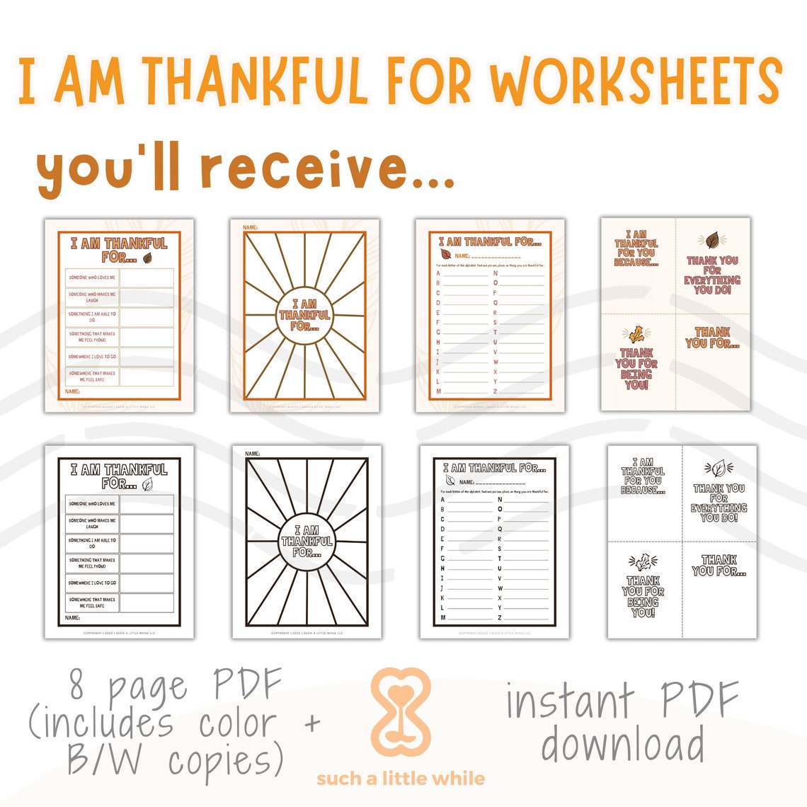 I Am Thankful for Printable Worksheets for Kids | Thanksgiving ...