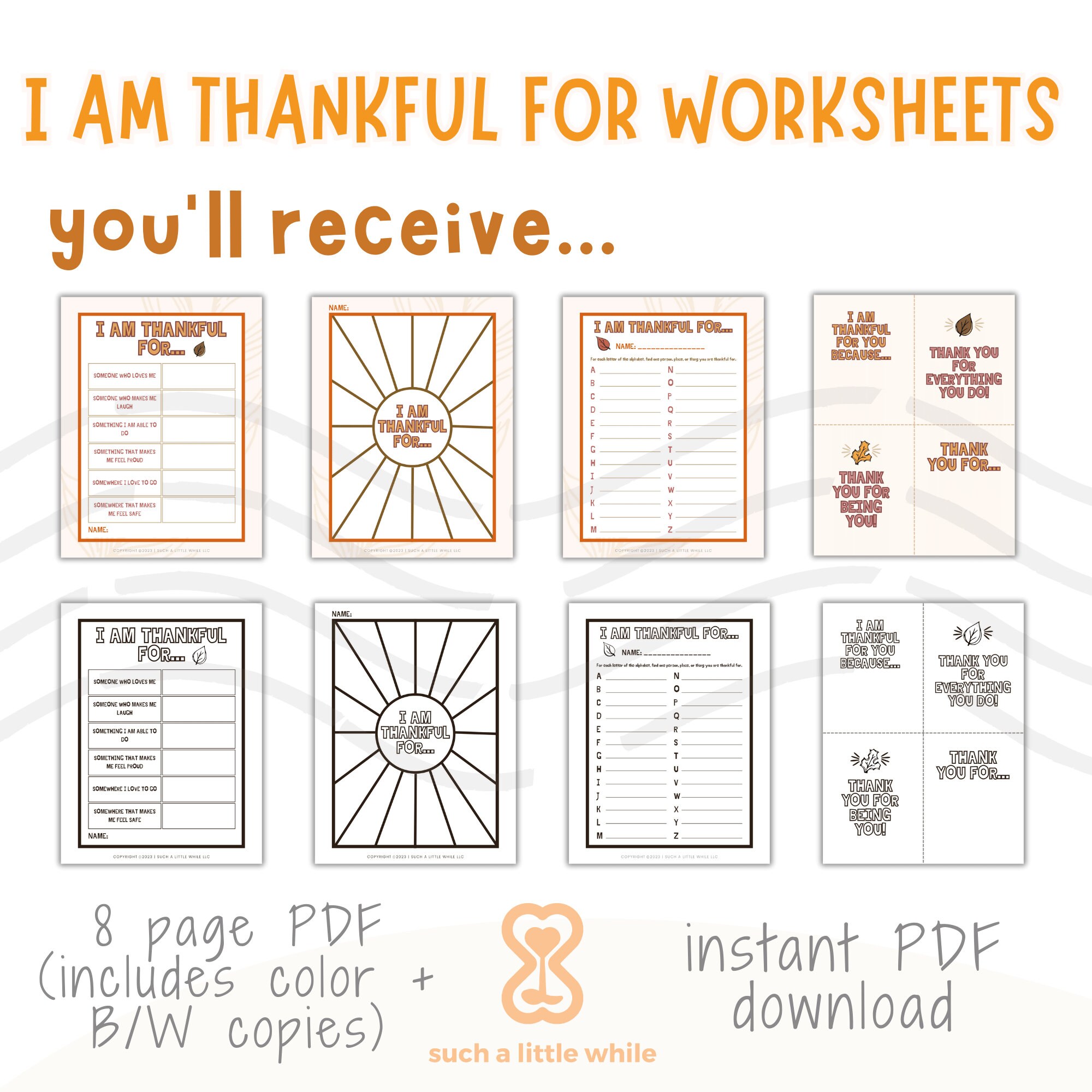 I Am Thankful for Printable Worksheets for Kids | Thanksgiving ...