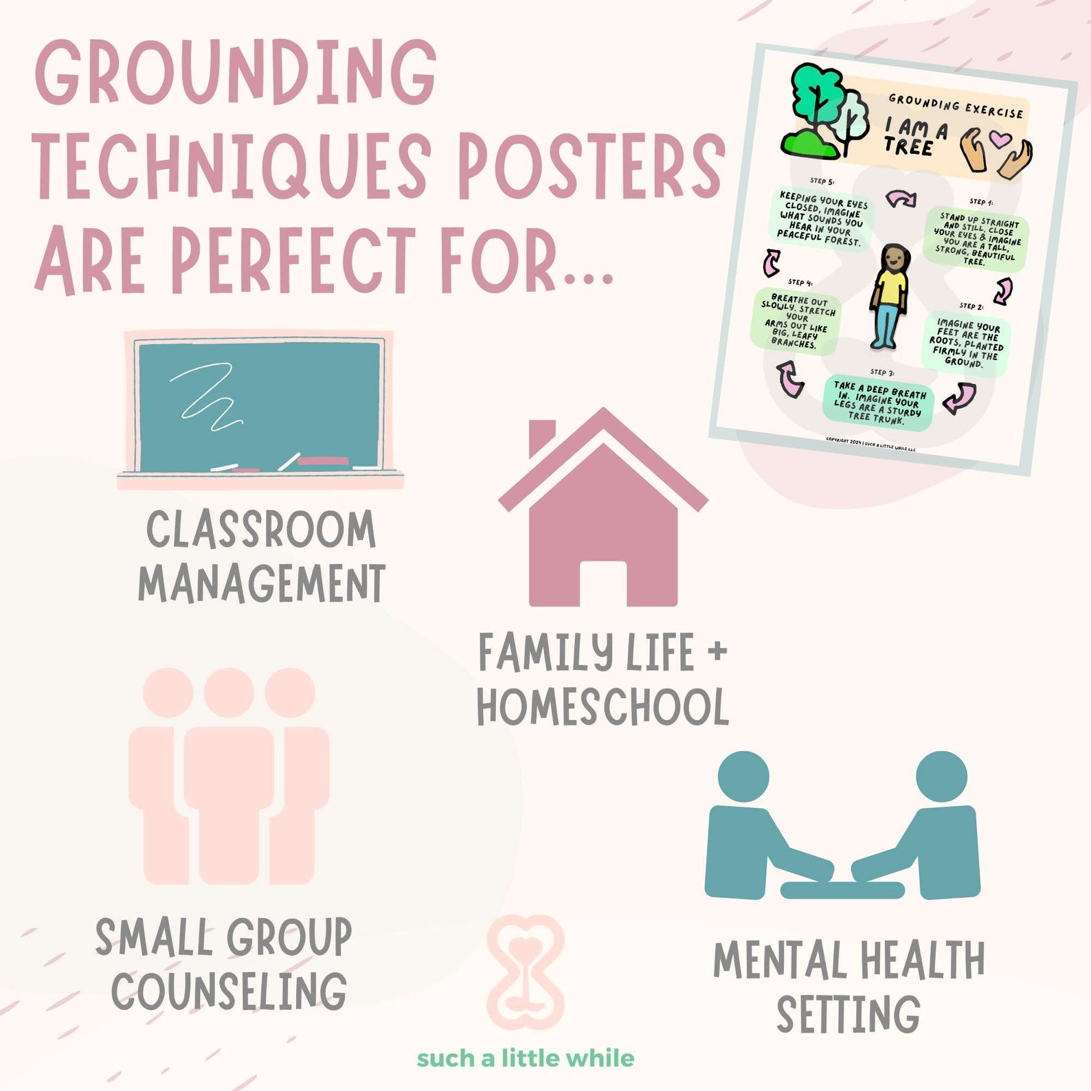 Grounding Techniques for Kids Bundle | Anxiety PDF Posters | Calming ...