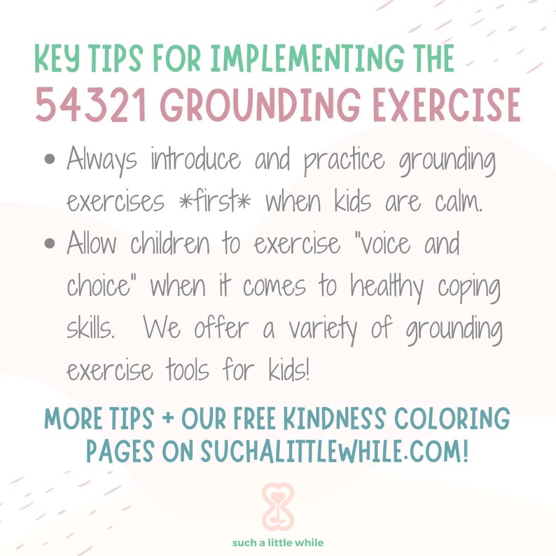 54321 Grounding PDF Exercise for Kids Poster | 5 Senses Grounding ...