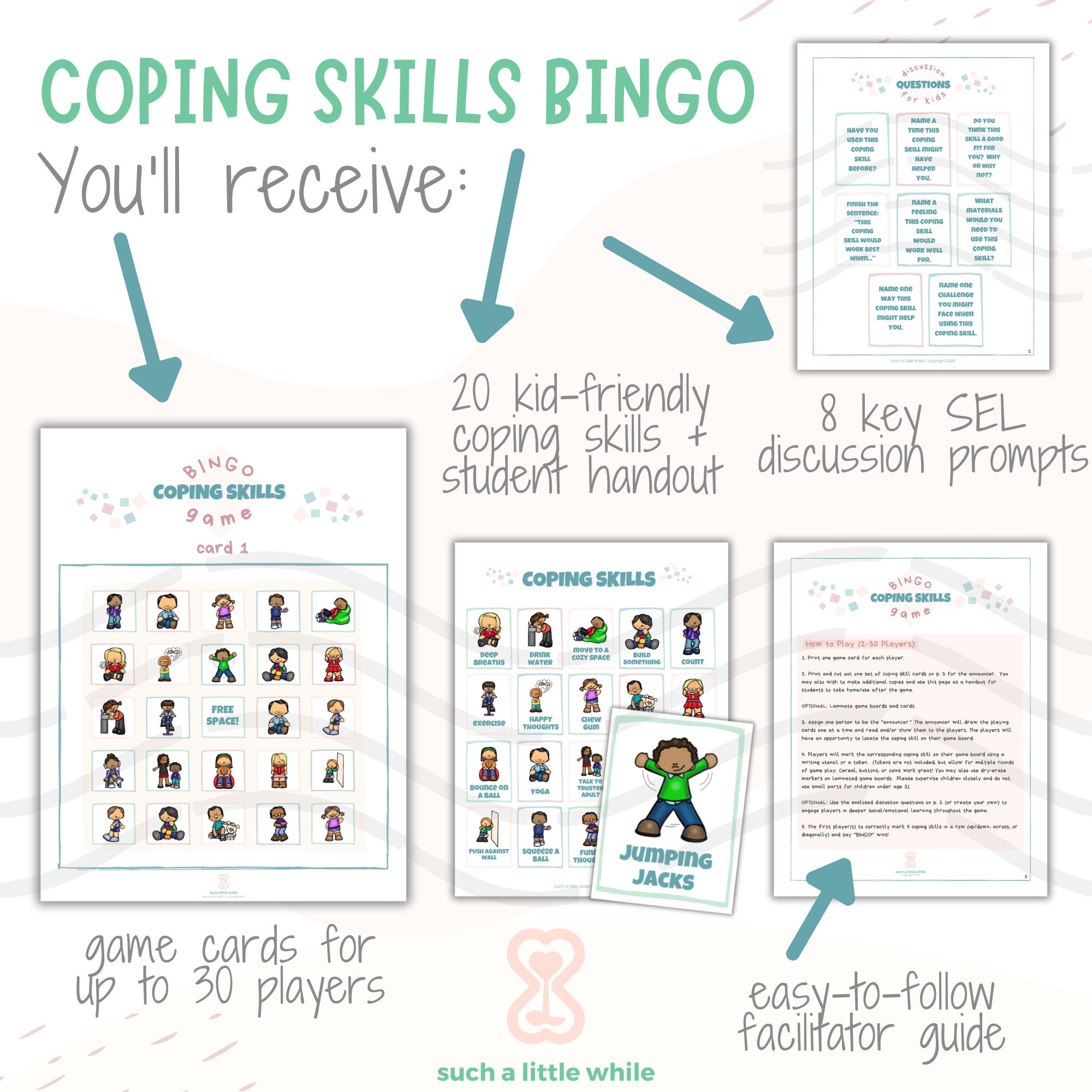 Coping Skills BINGO PDF for Kids | Printable SEL Game | Mental Health ...