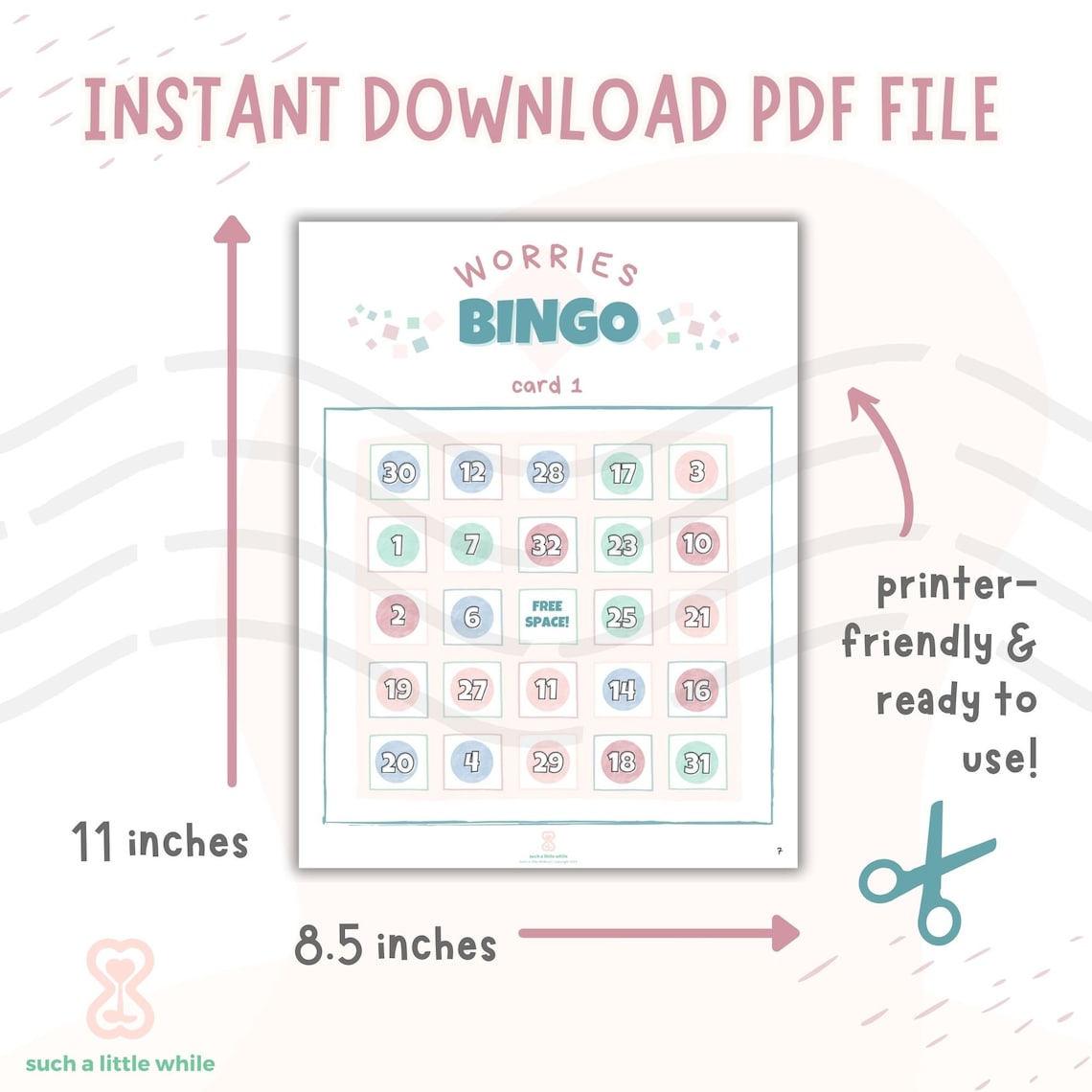 Anxiety BINGO Worry Game for Kids PDF | Worry Activities for Elementary ...