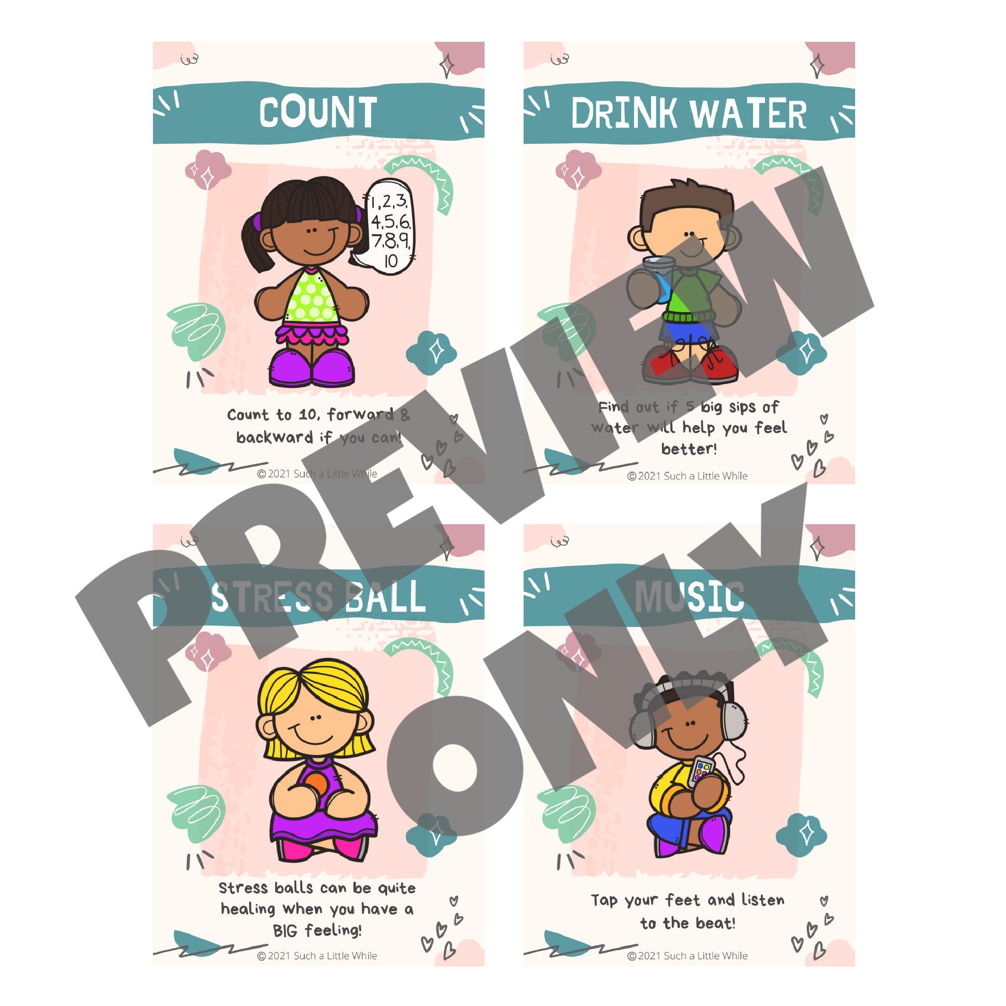 Calming Strategy Cards PDF Printable Coping Skills Cards - Etsy