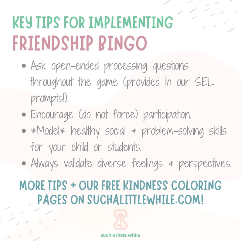 Friendship BINGO Social Skills Game for Kids (printable PDF) | Social ...