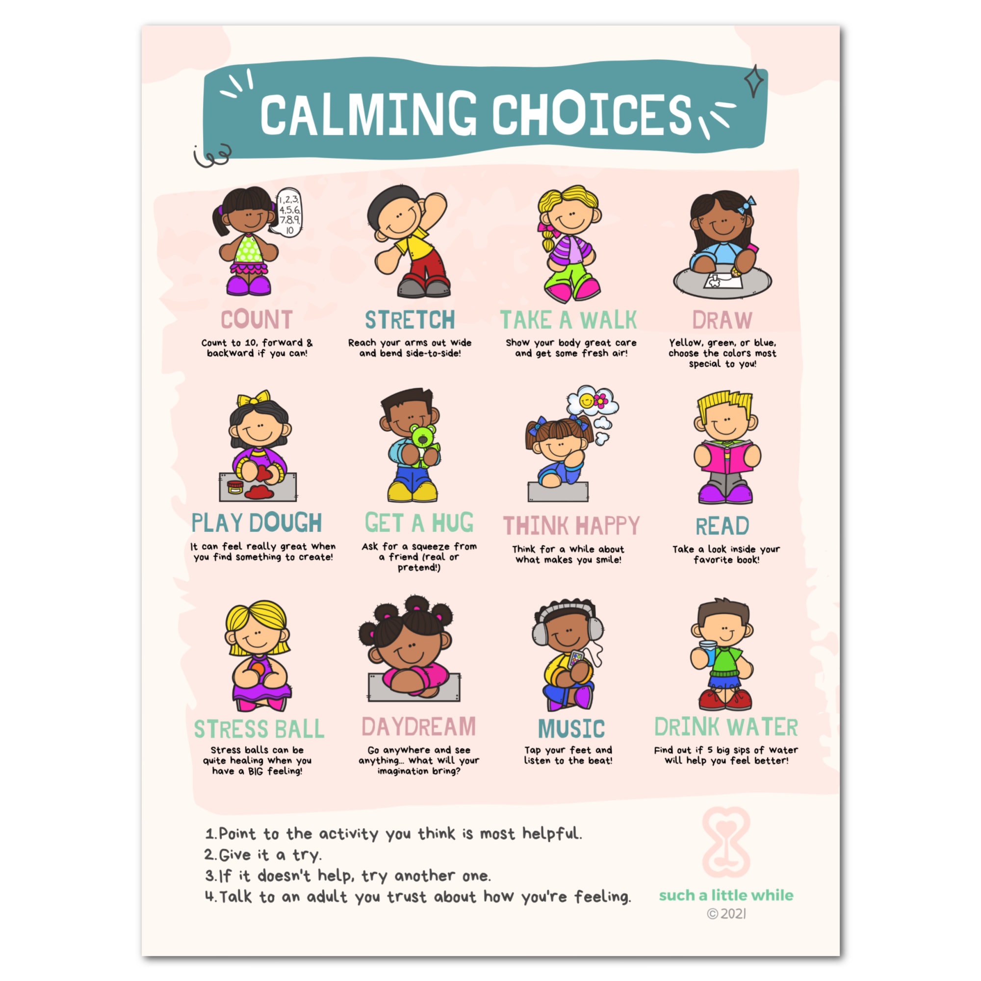 Calming Poster PRINTABLE Calming Strategies for Kids Calm Down Corner ...