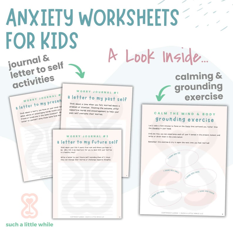 Anxiety Activities for Kids PDF Bundle | SEL Grounding Activities, List ...