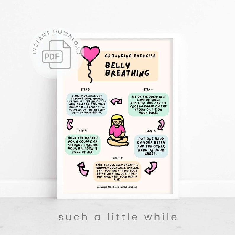 Belly Breathing Exercise PDF for Kids | Diaphragmatic Breathing Visual ...