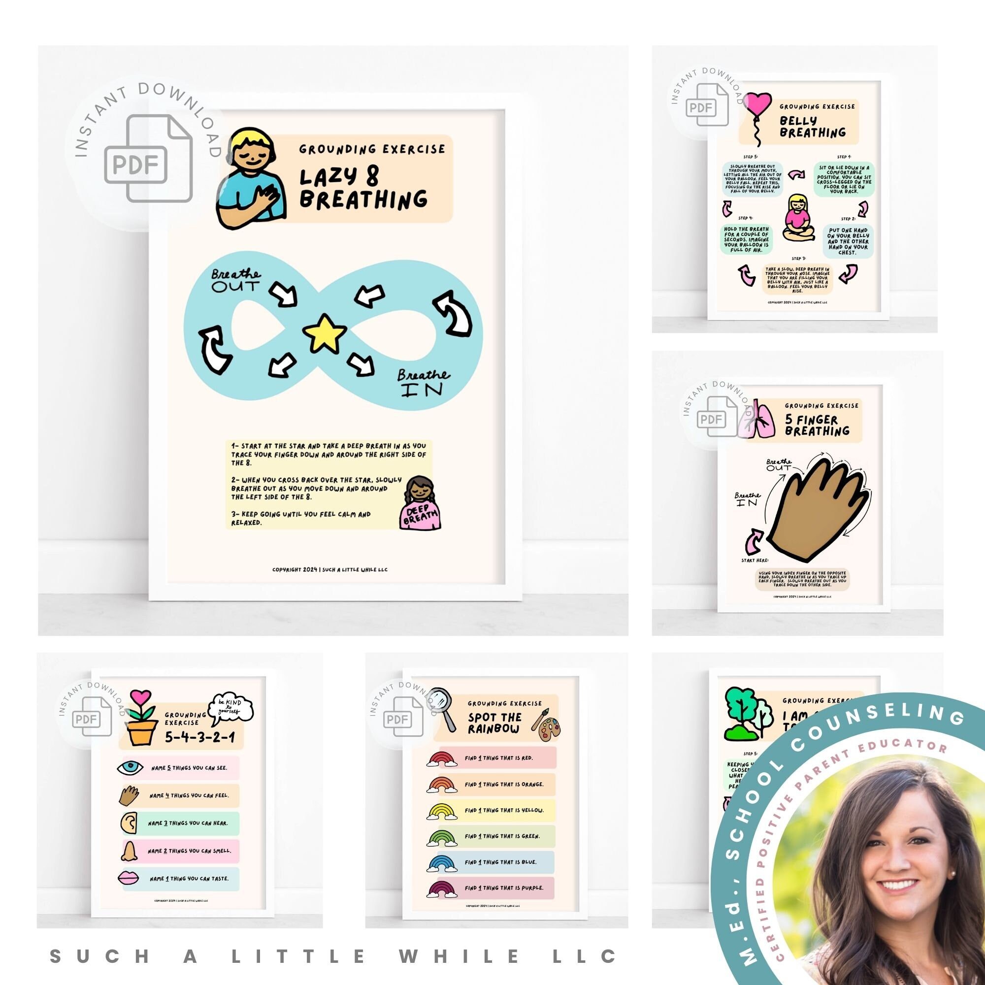 Grounding Techniques for Kids Bundle Anxiety PDF Posters Calming ...