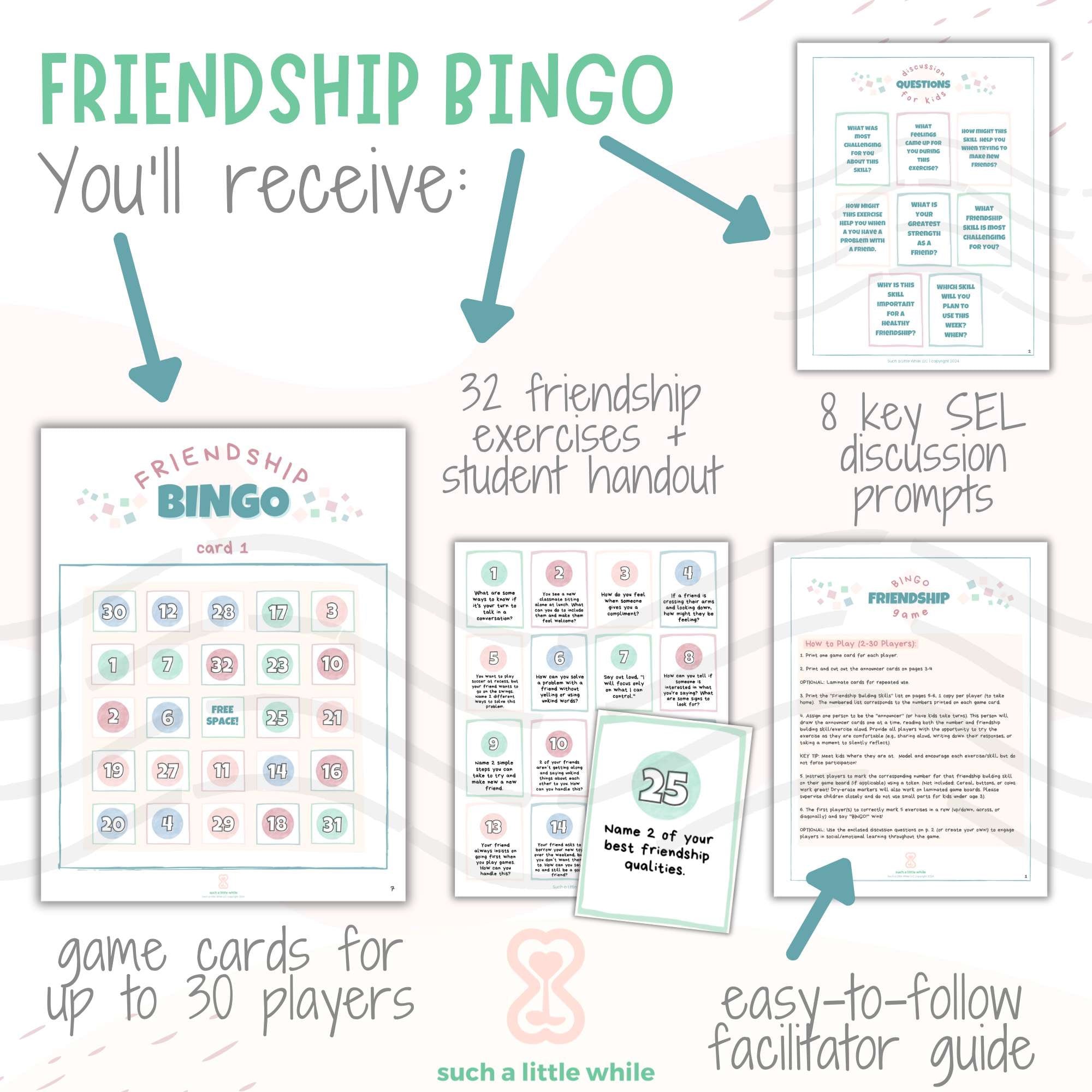 Friendship BINGO Social Skills Game for Kids (printable PDF) | Social ...