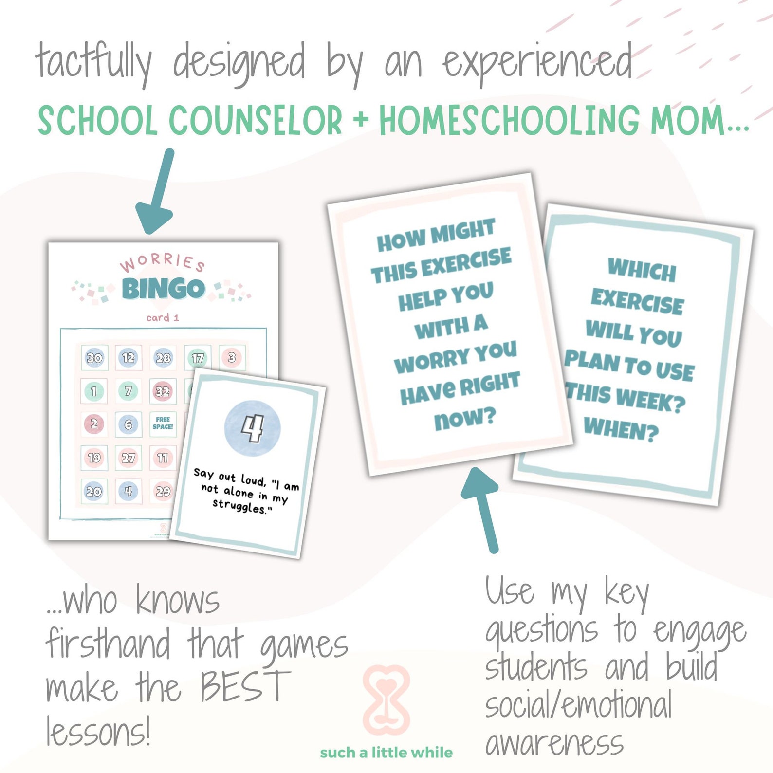 Anxiety BINGO Worry Game for Kids PDF | Worry Activities for Elementary ...