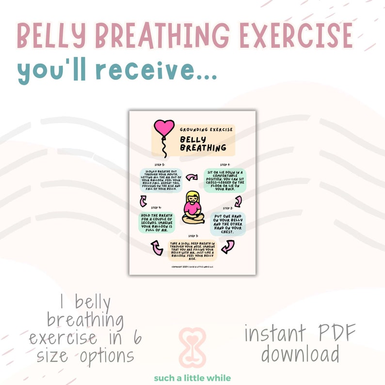 Belly Breathing Exercise PDF for Kids | Diaphragmatic Breathing Visual ...