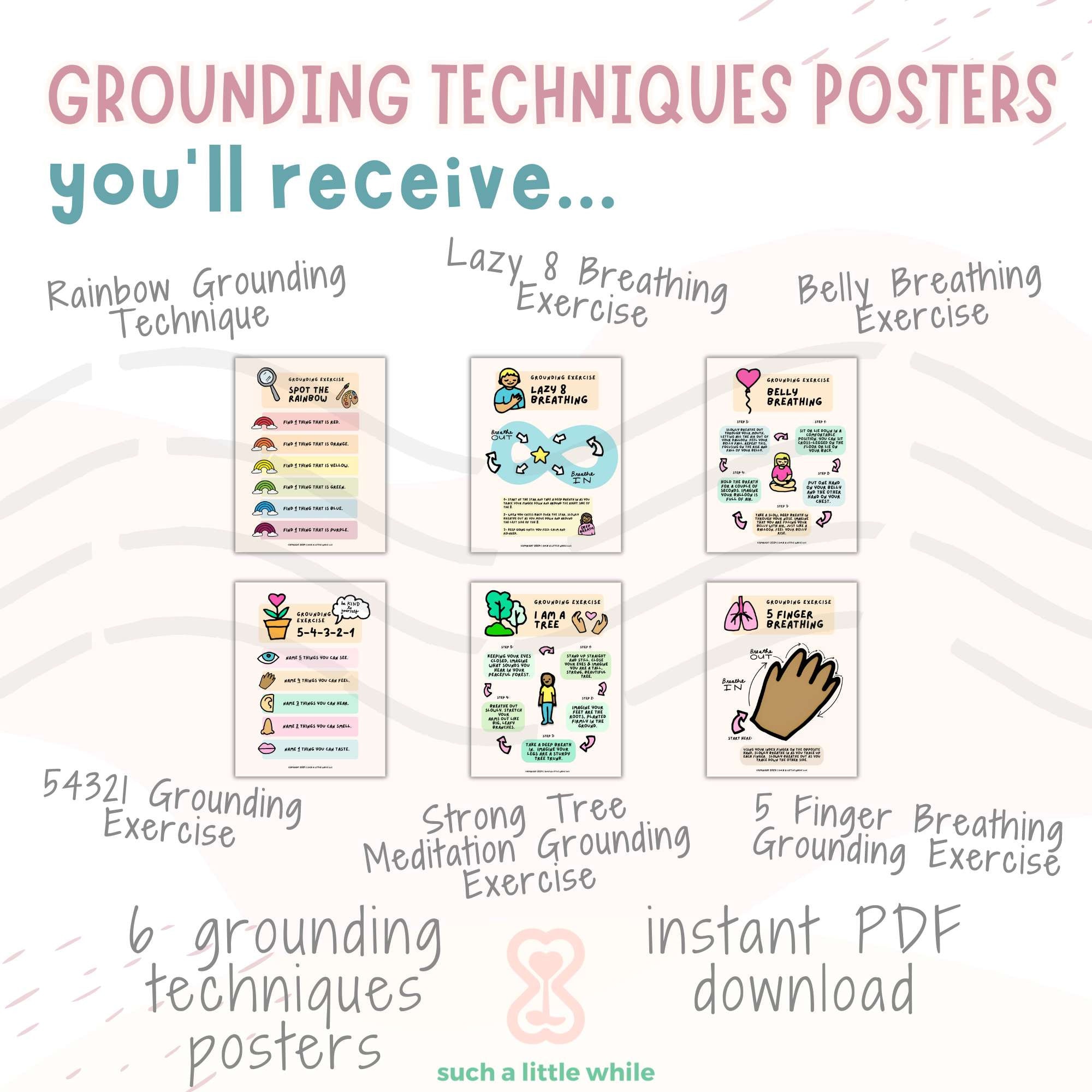 Grounding Techniques for Kids Bundle Anxiety PDF Posters Calming ...