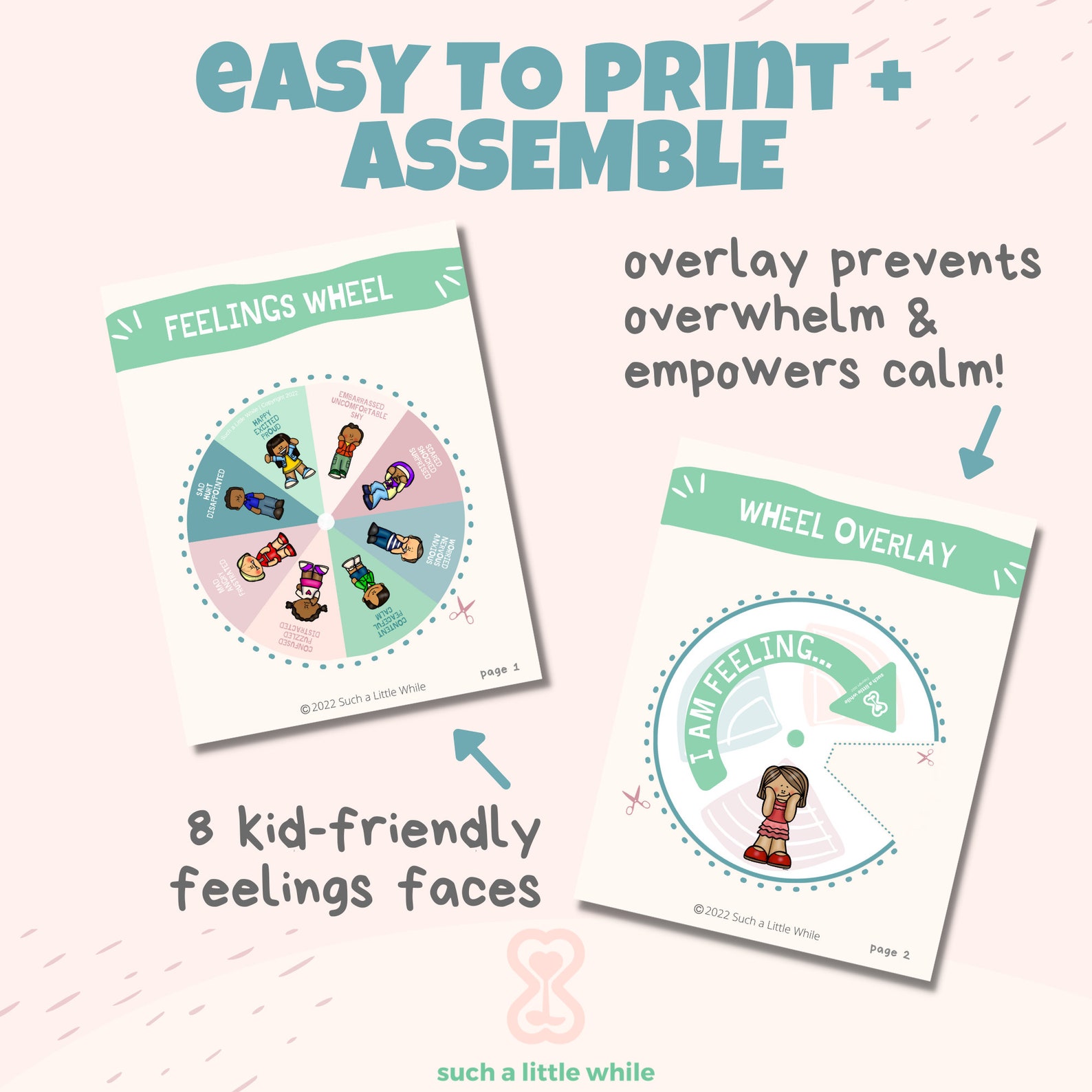 Feelings Wheel for Kids With Faces | Mental Health Emotions Chart ...