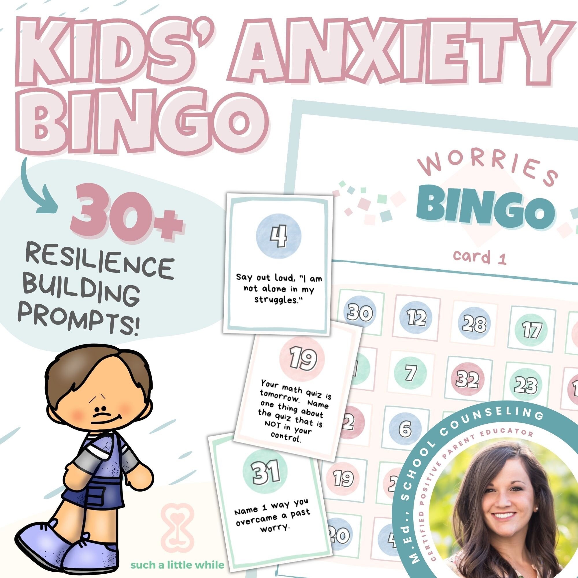 Anxiety BINGO Worry Game for Kids PDF | Worry Activities for Elementary ...