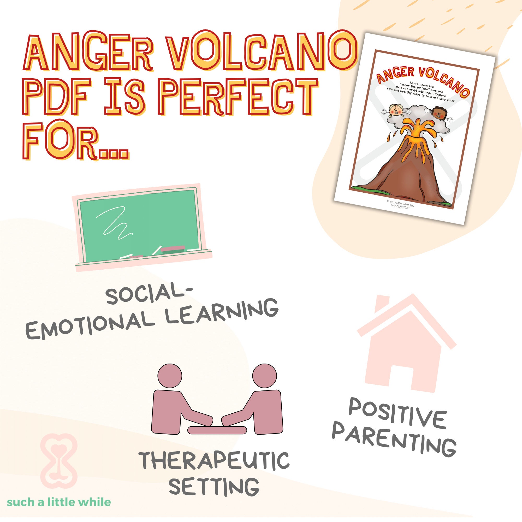 Anger Volcano Worksheets PDF for Kids | Printable Anger Metaphor SEL ...