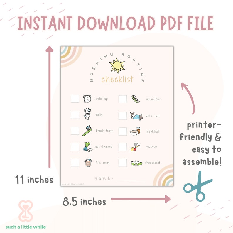 School Morning and Bedtime Routine Charts for Kids With Pictures ...