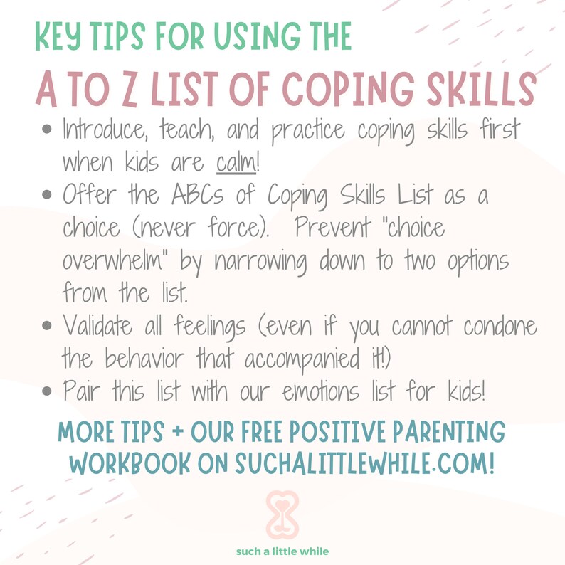 A-Z List of Coping Skills for Kids PDF | Printable Abcs of Coping ...