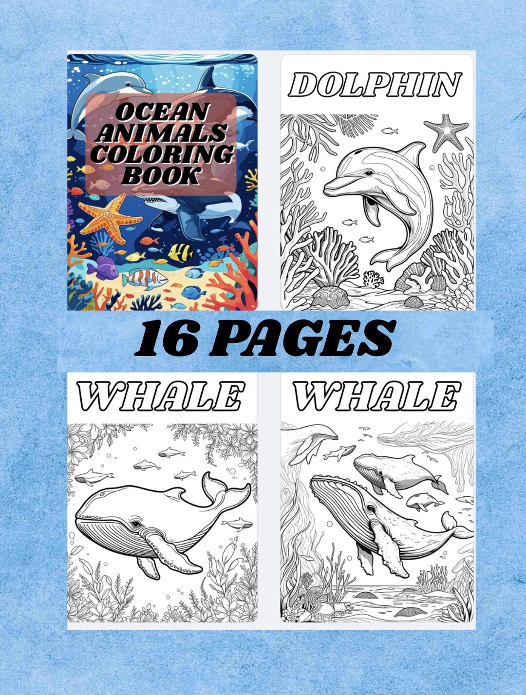 Kids Fun Ocean Animals Coloring Book - Etsy