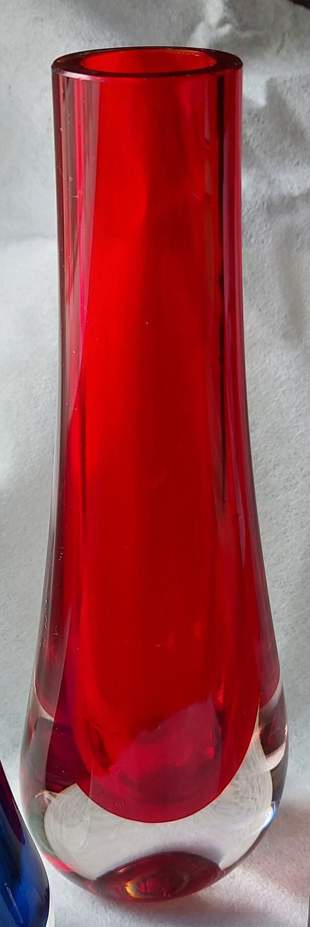 Red Round Glass Vase - Etsy