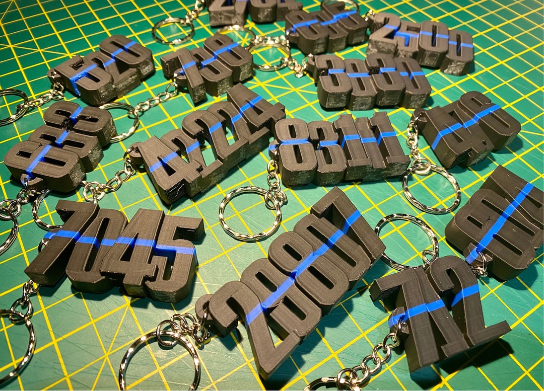 Thin Blue Line Keychain - Any Name or Force/collar Number. - Etsy