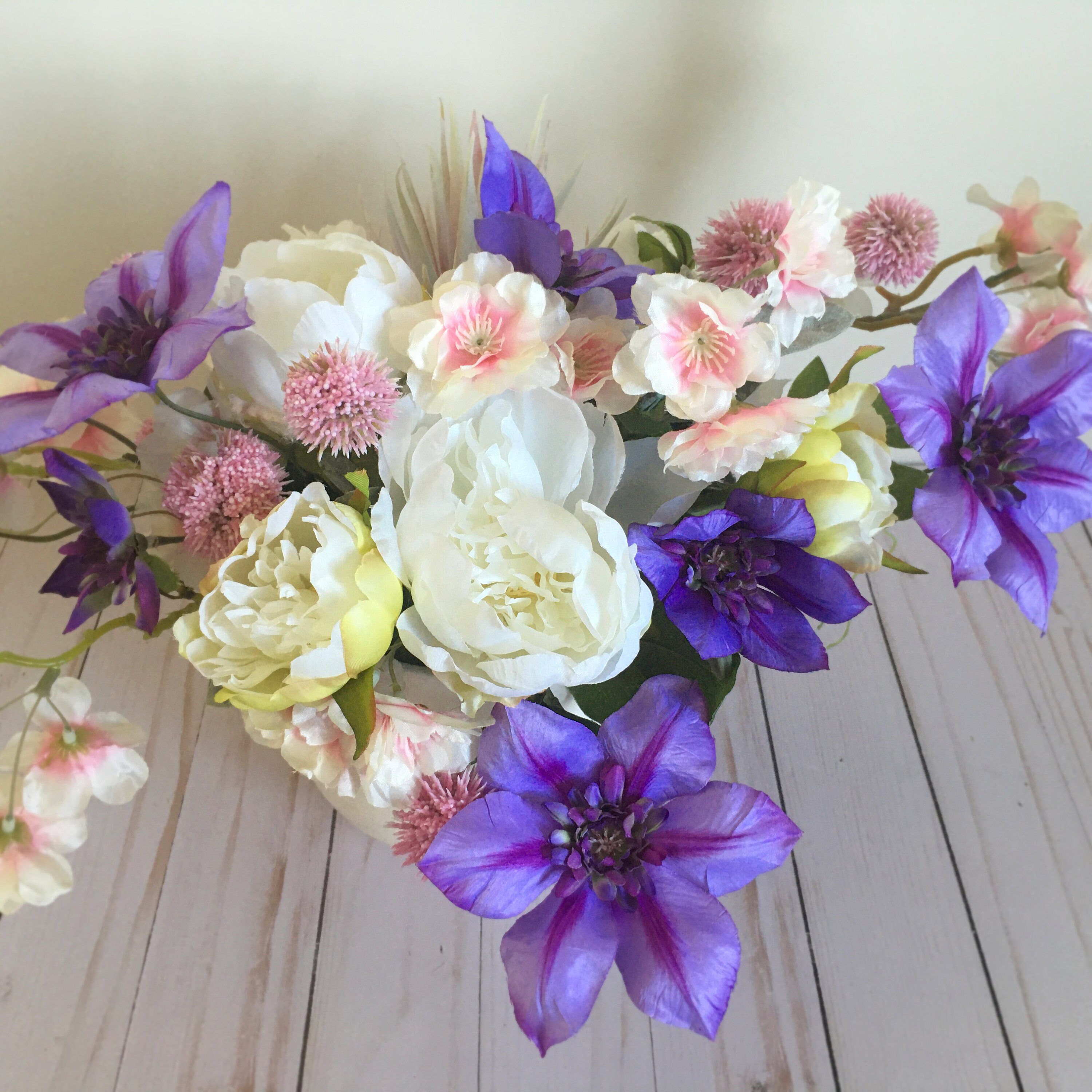 Real Touch Floral Arrangement Silk Floral Arrangement Pink, White and ...