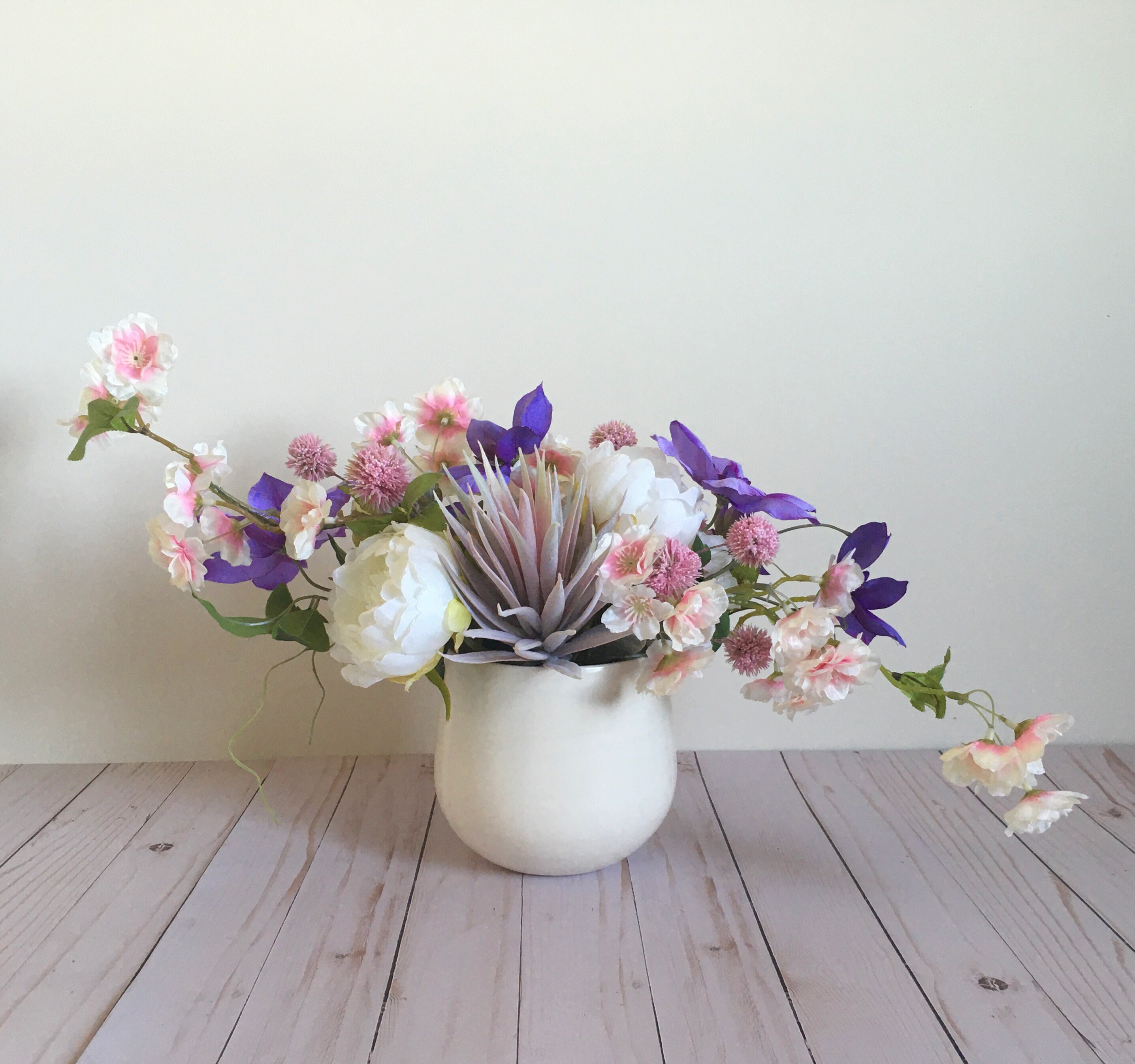 Real Touch Floral Arrangement Silk Floral Arrangement Pink, White and ...