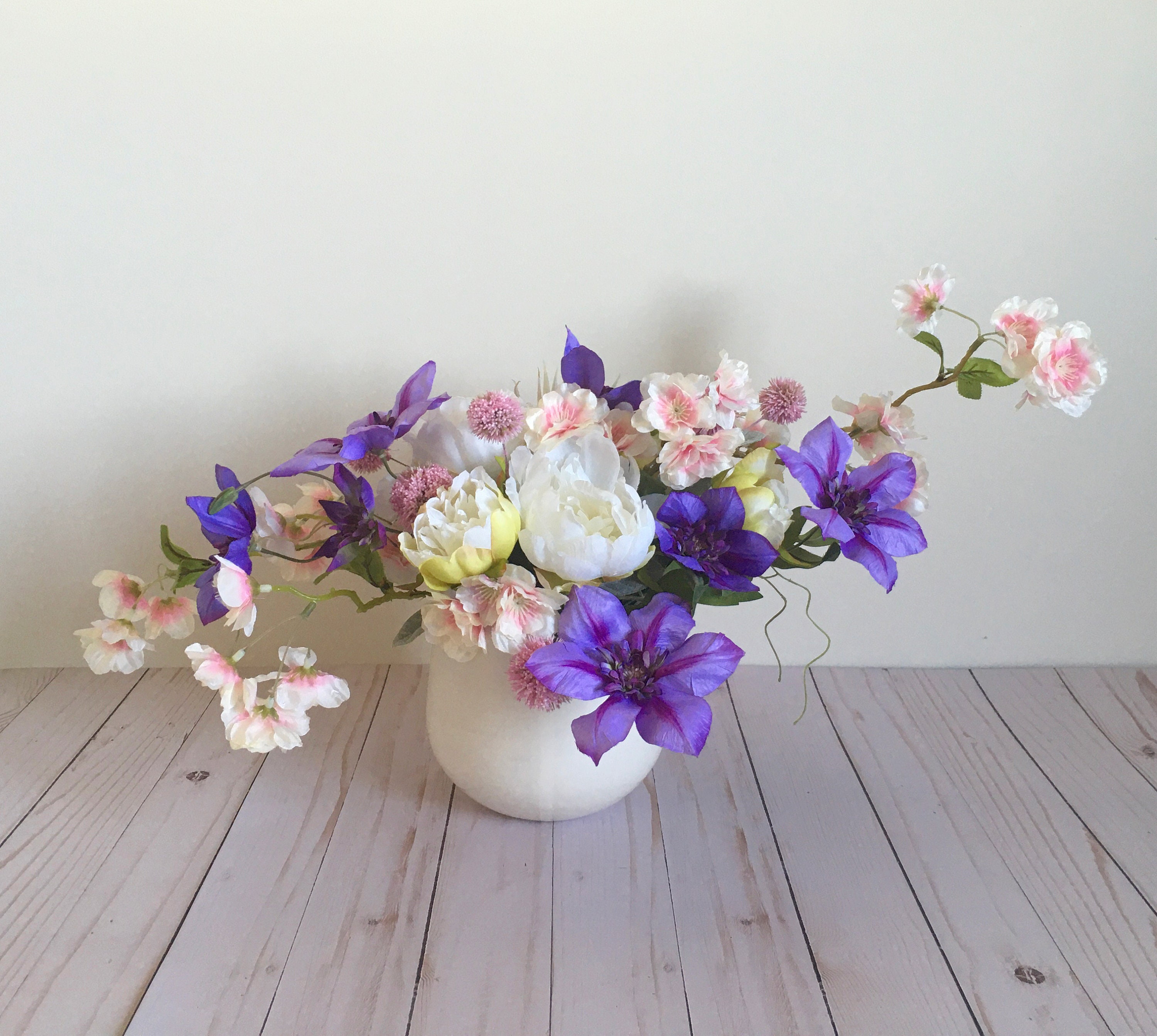 Real Touch Floral Arrangement Silk Floral Arrangement Pink, White and ...