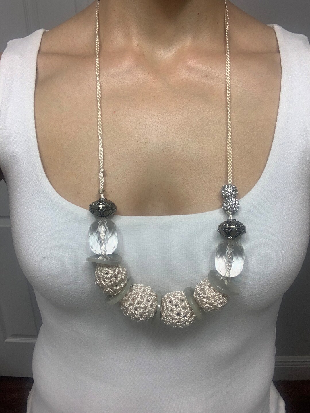Handmade Woven Thread & Stone Necklace - Etsy