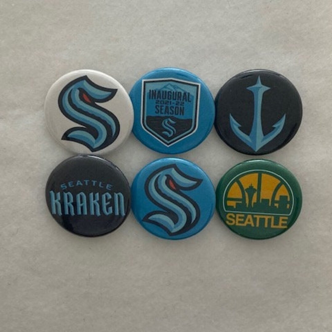 Seattle Kraken 1 1/4 Pinback Buttons Set of Five Plus Bonus Seattle ...