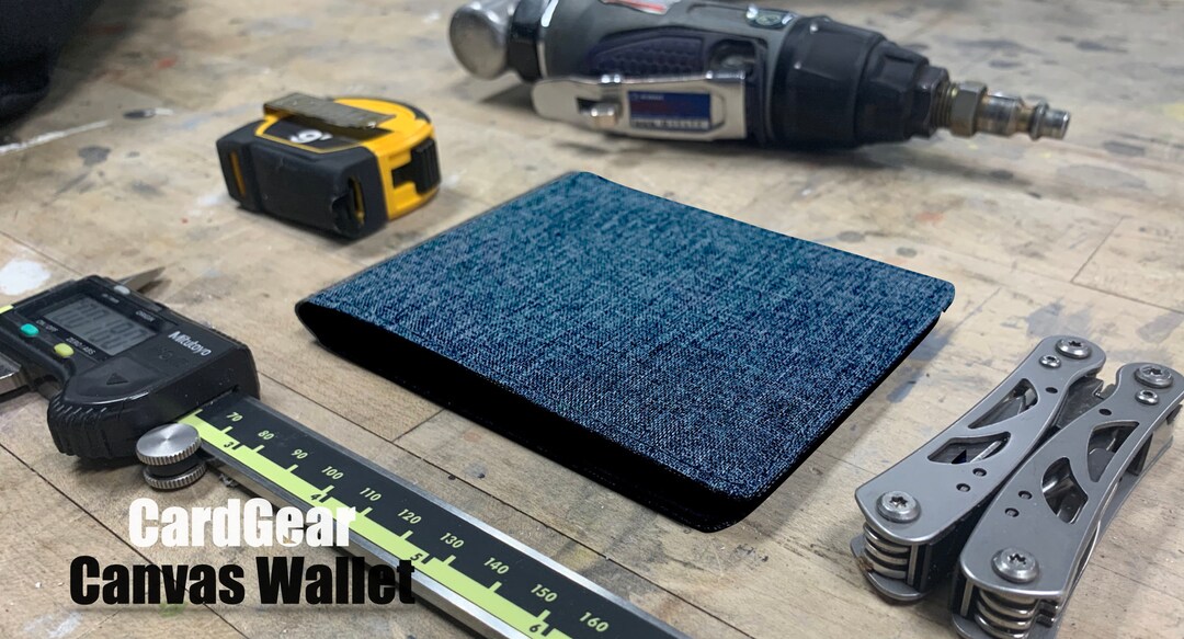 Slim Denim Blue Canvas Wallet, RFID Blocking Bifold - Etsy