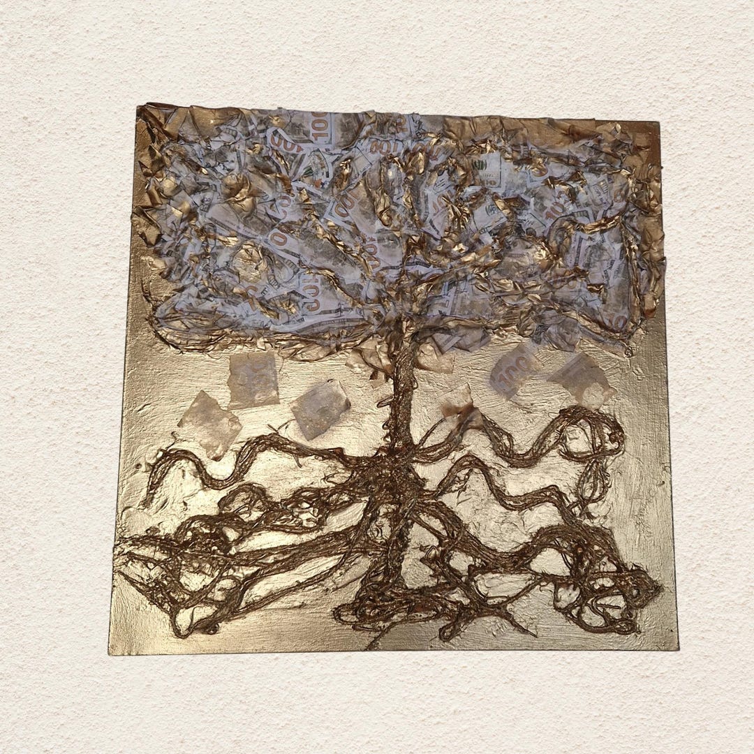 Money Tree Painting on Canvas | Feng Shui Wealth Wall Art | Gold Tree ...